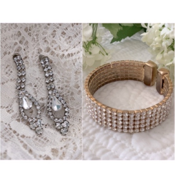 Jewelry | Faux Diamond Cuff Bracelet And Dangling Drop Faux Diamond ...